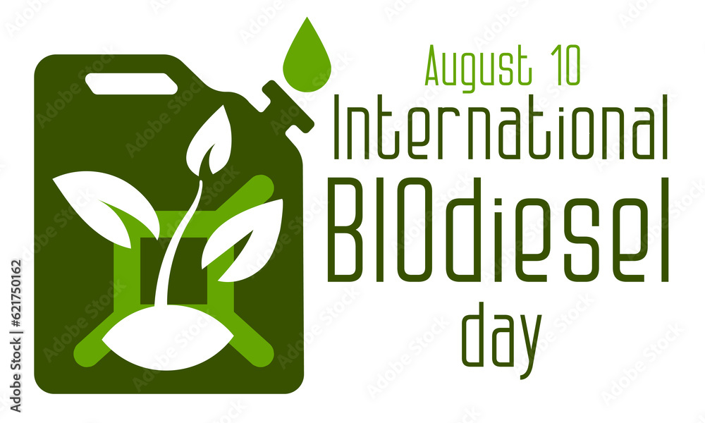 Green biofuel sign, fuel canister with a sprout. International ...