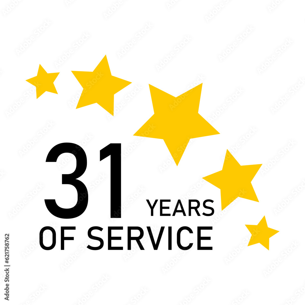 Five Star 31 Years of Service Stock Vector | Adobe Stock