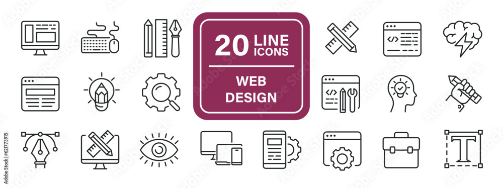 Web design line icons. Editable stroke. For website marketing design, logo, app, template, ui ...