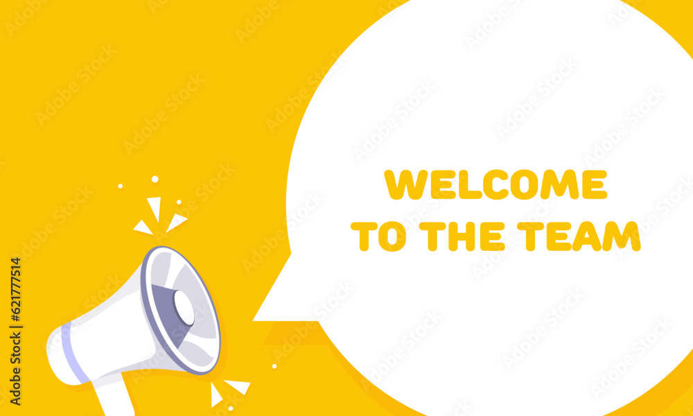 Welcome to the team. Flat, yellow, banner welcome to the team. Vector ...