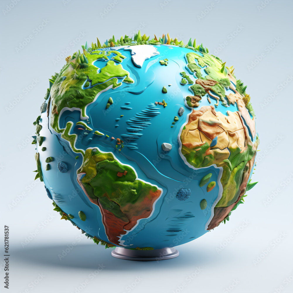 Realistic planet Earth globe planet with shadow on isolated white ...