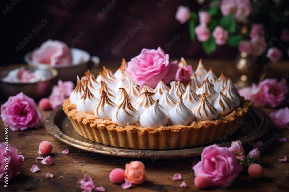 Lemon meringue pie with a golden brown toasted meringue topping Stock ...