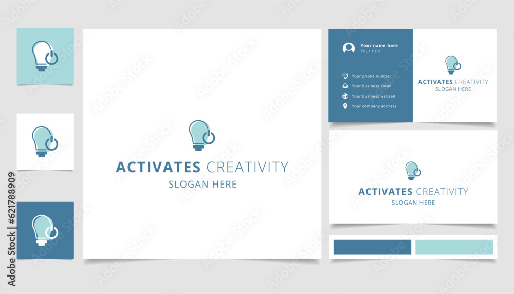 Activates creativity logo design with editable slogan. Branding book ...