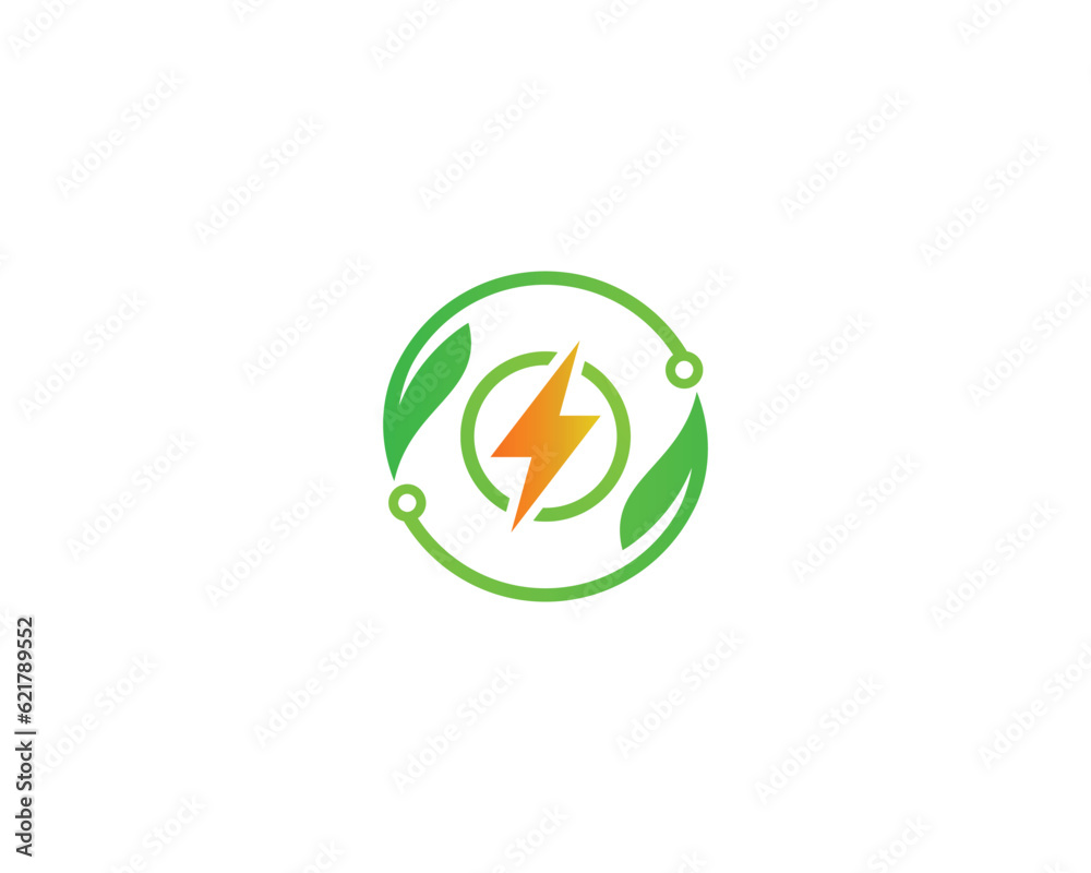 Green tech energy logo design with electric bolt symbol vector ...