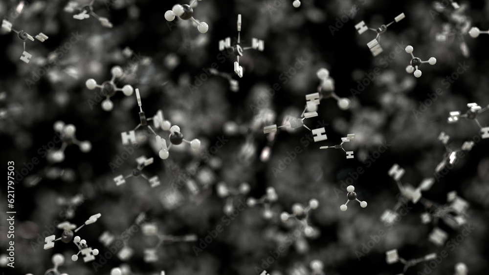 Methane chemical symbol in flight. Methane is a major component of ...