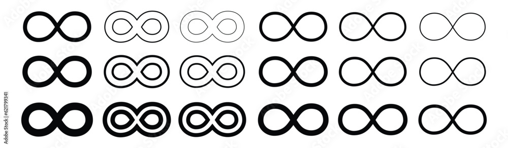 Infinity icon set. Infinity symbol icon. Symbols of endless, unlimited ...