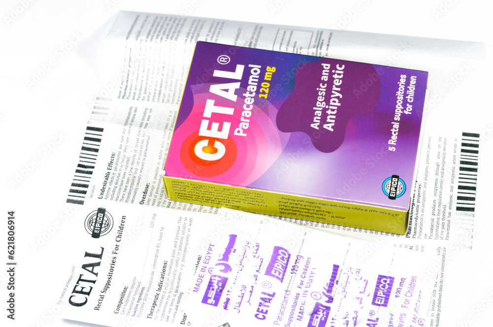 Cairo, Egypt, June 26 2023: CETAL (Paracetamol) 120 mg – 5 Suppositories For Children, Analgesic ...