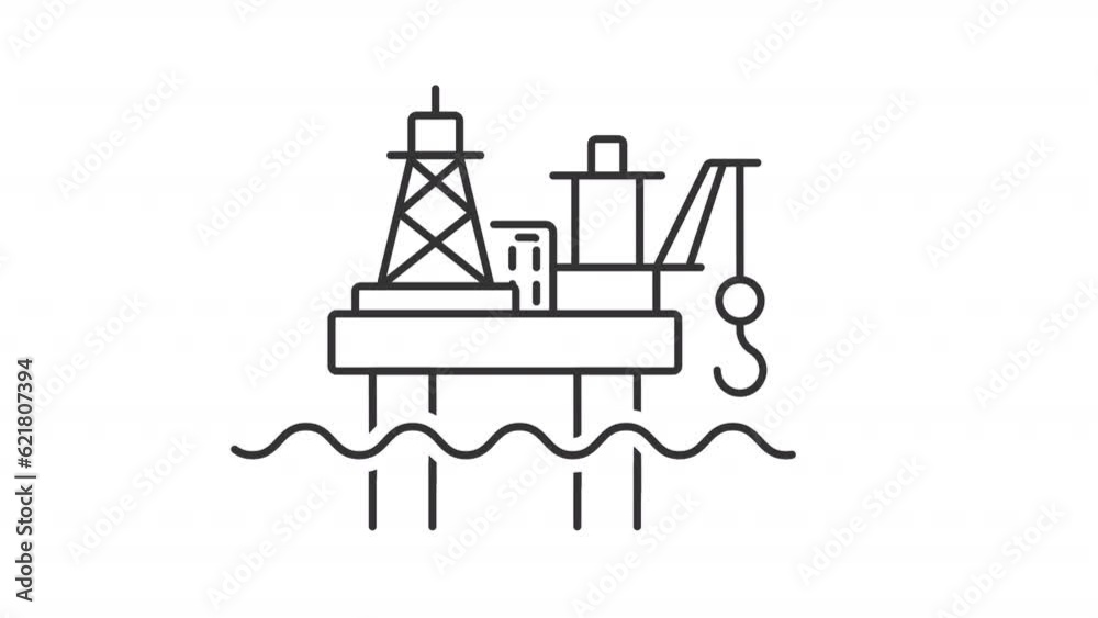 Black icon animation of offshore oil platform, HD video with ...