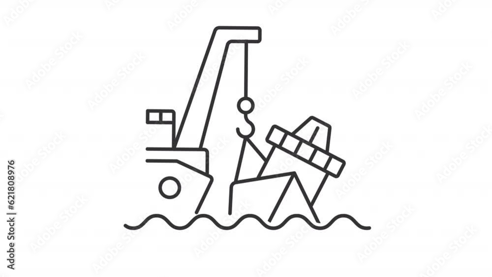 Black icon animation of marine salvage, HD video with transparent ...