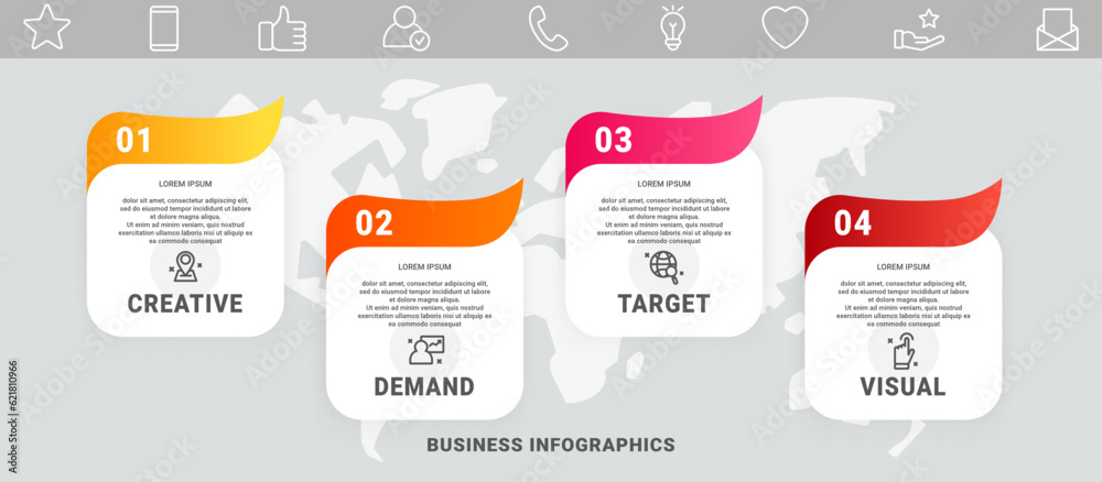 Vector modern infographics with four rectangles. Business concept with ...