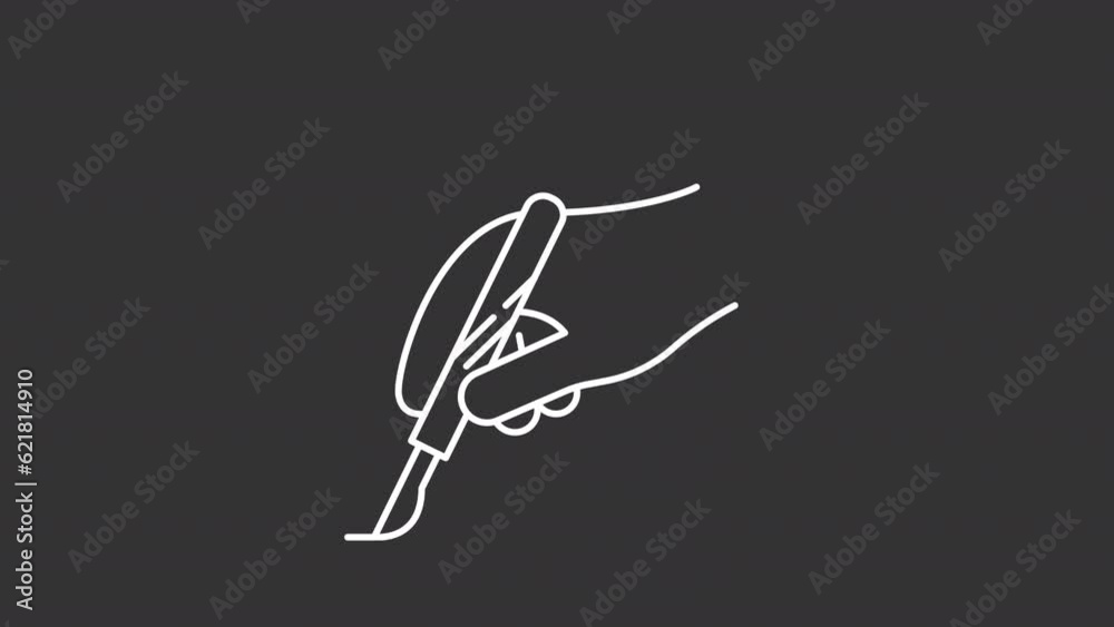 Surgery white icon animation. Animated line hand with scalpel making ...