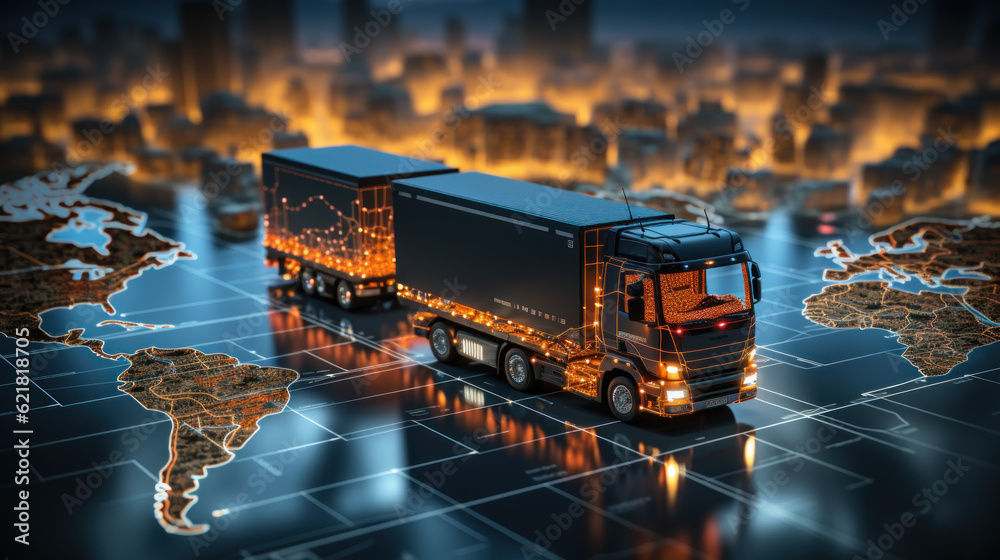 Distribution and delivery concept created with generative AI technology ...