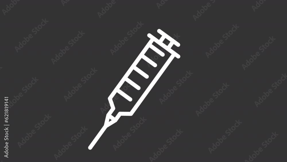 Injection white icon animation. Animated line needle syringe. Liquid ...
