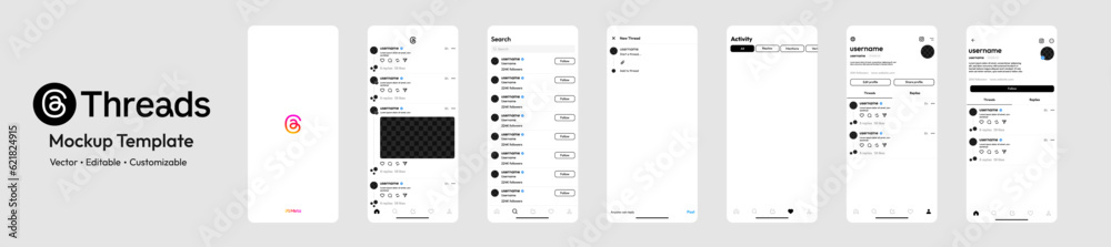 Light Threads mockup social media template, new update Threads post ...