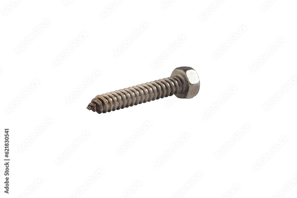 Bolt close-up isolated on a transparent background. Hexagon head screw ...