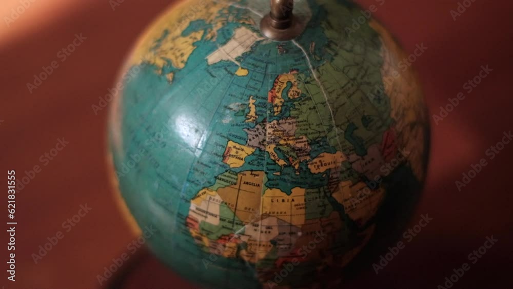 Nostalgic Journey: Vintage Political Map Spinning in Stock Video of ...