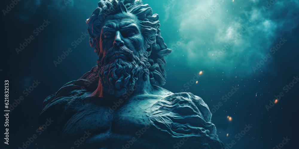 Poseidon bust sculpture, Ancient Greek god of sea, earthquakes, floods ...