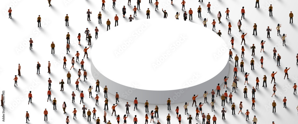 Large group of people in the shape of a circle. People crowd concept ...