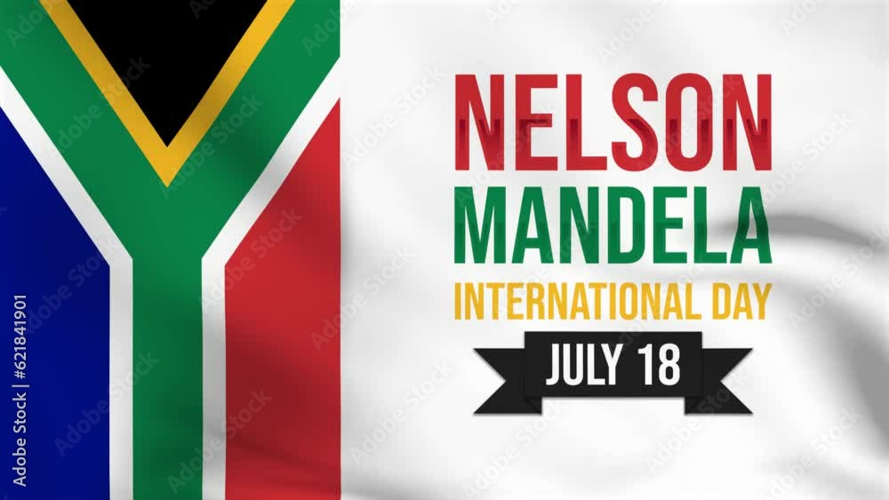 Nelson Mandela International Day with South African flag and typography ...