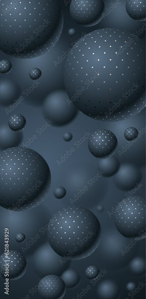 Realistic dotted spheres vector illustration smartphone background ...