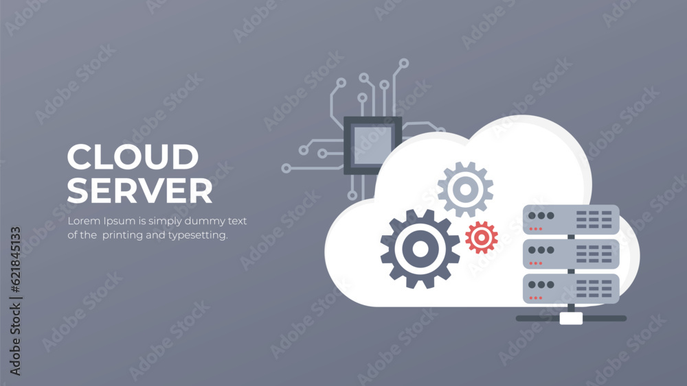 Cloud server vector. Data center concept. Hosting technology modern ...