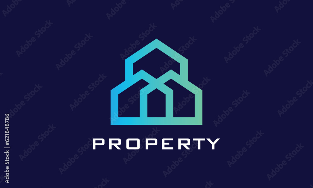 Logo vector linked house symbol connection network property real estate ...