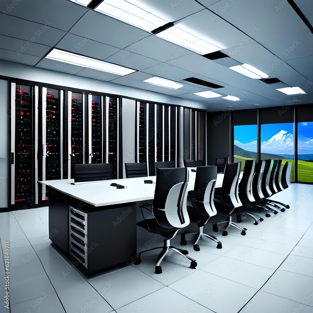 Data Center Server Room. Network Communication, Server Racks, and ...