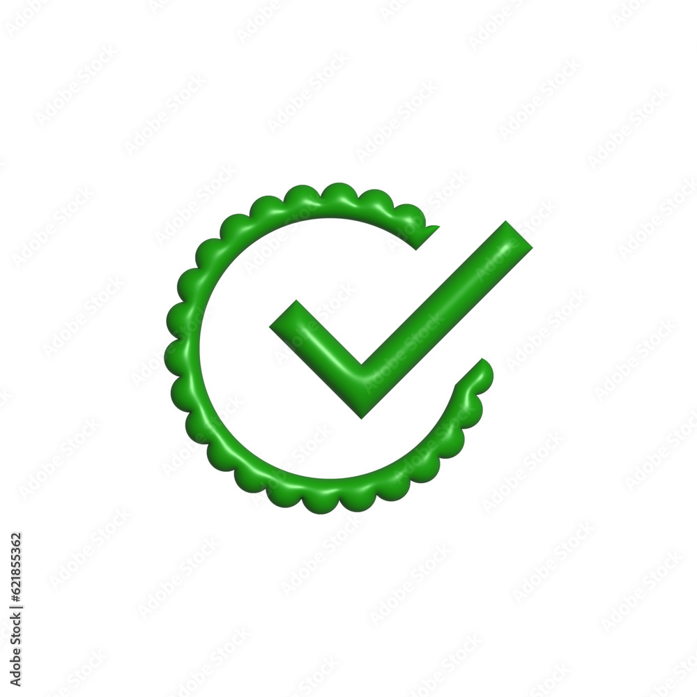 Approved sign 3d check Mark ui icon 3d rendering check mark sign icon ...