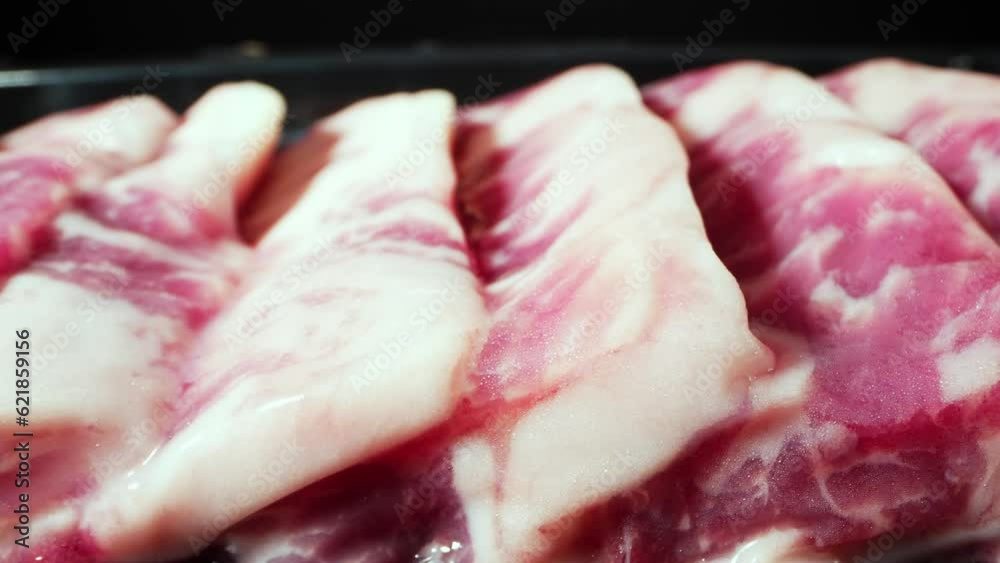 Mesmerizing macro footage showcases frozen dry-aged beef sealed in a ...