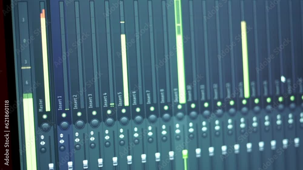 Process of Recording Editing Sounds Songs Monitor Screen. Computer ...
