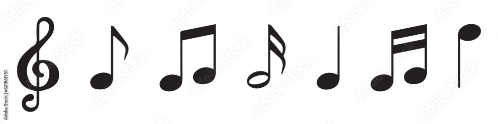 Music notes hand drawn black signs vector set. Isolated hand-drawn ...