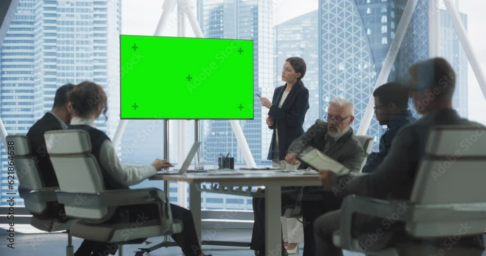 Office Conference Room Presentation: Beautiful Businesswoman Talks ...