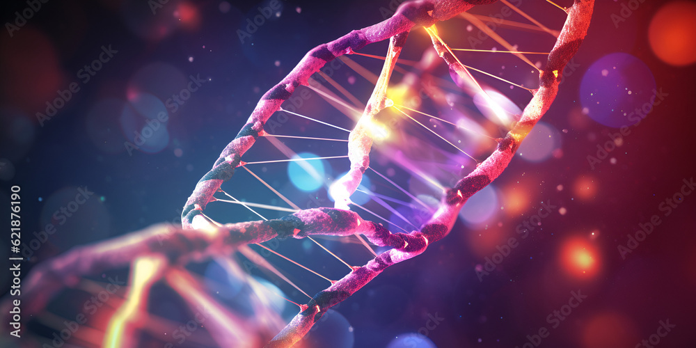 Medical DNA Purple Light Background, DNA double helix strand science ...