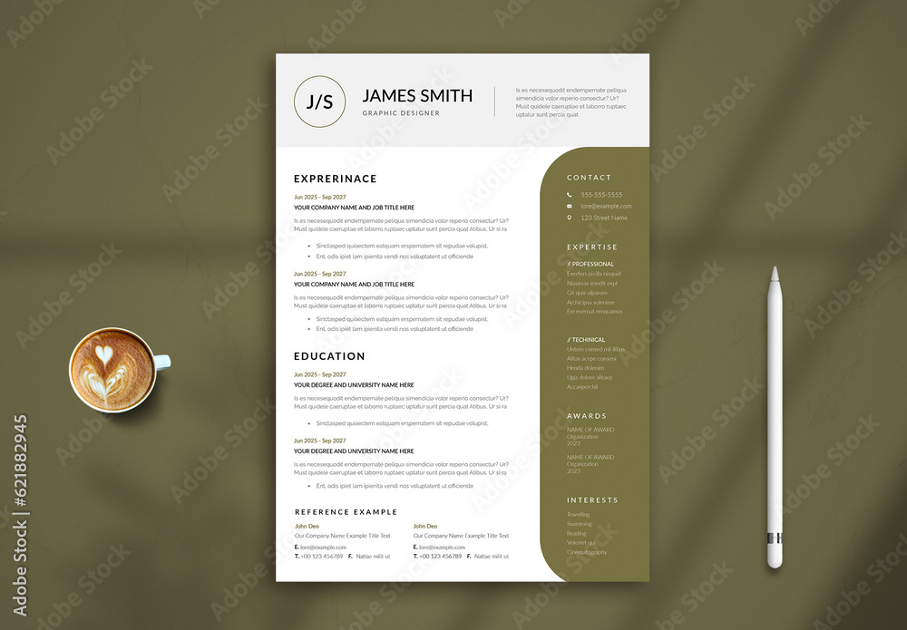 Corporate Resume Layout Stock Template | Adobe Stock