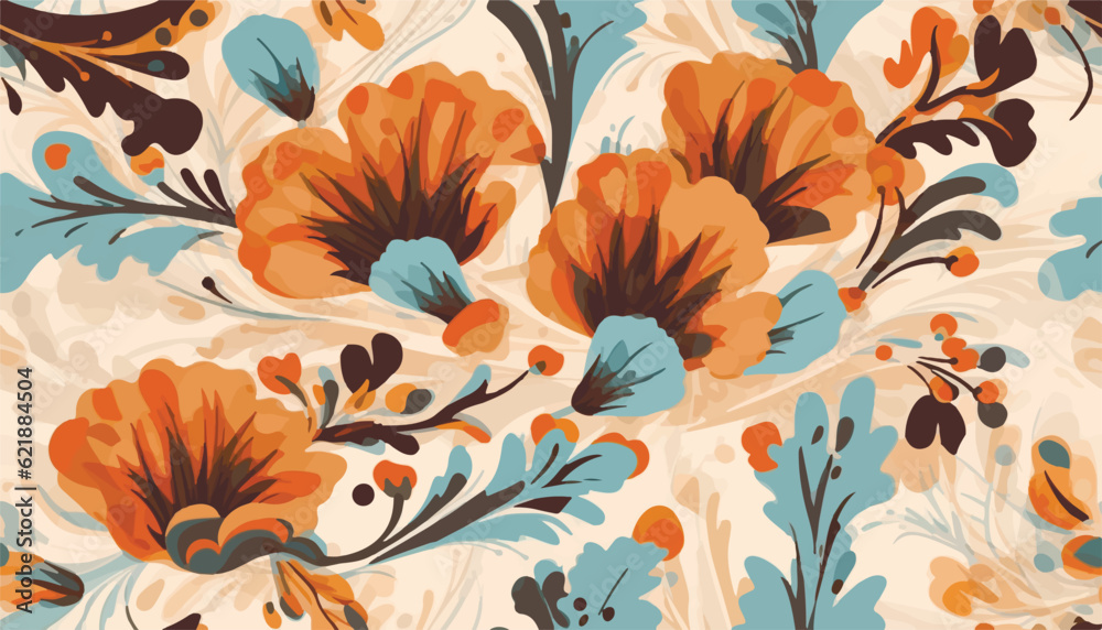 Hand drawn abstract shapes floral pattern. Collage contemporary print ...