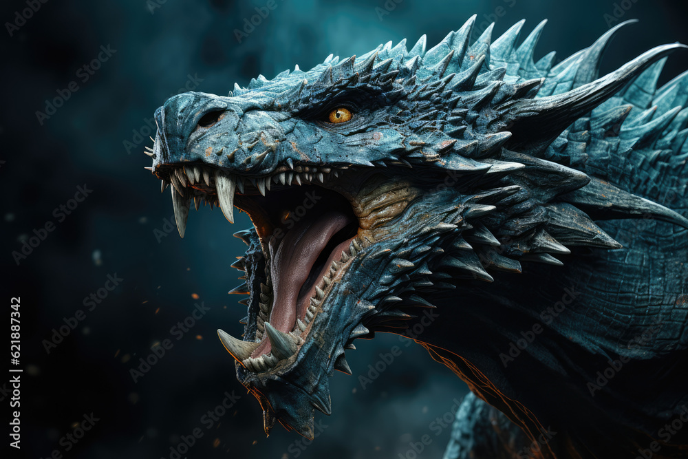 Roar of the Dragon. A majestic dragon roaring with pride and spitting ...