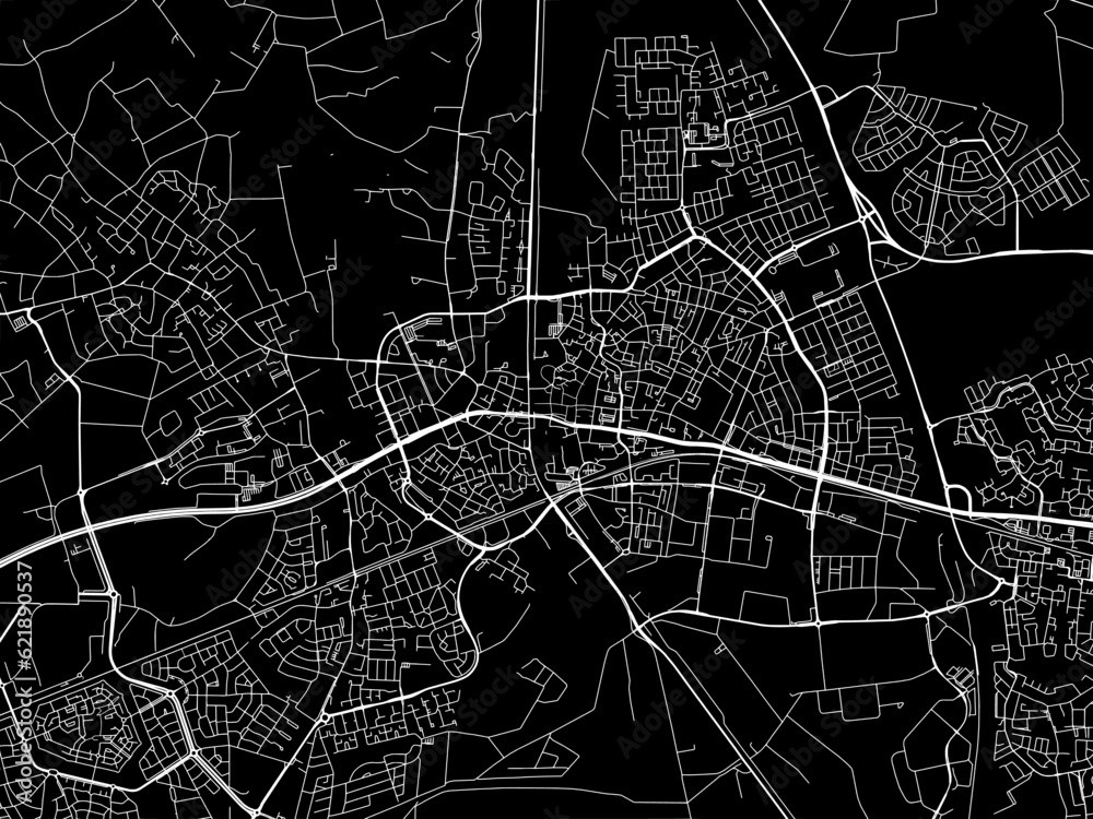 Vector road map of the city of Helmond in the Netherlands with white ...