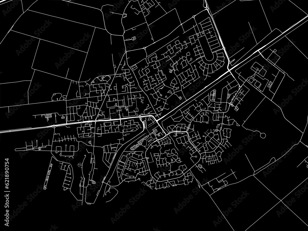 Vector road map of the city of Hellevoetsluis in the Netherlands with ...