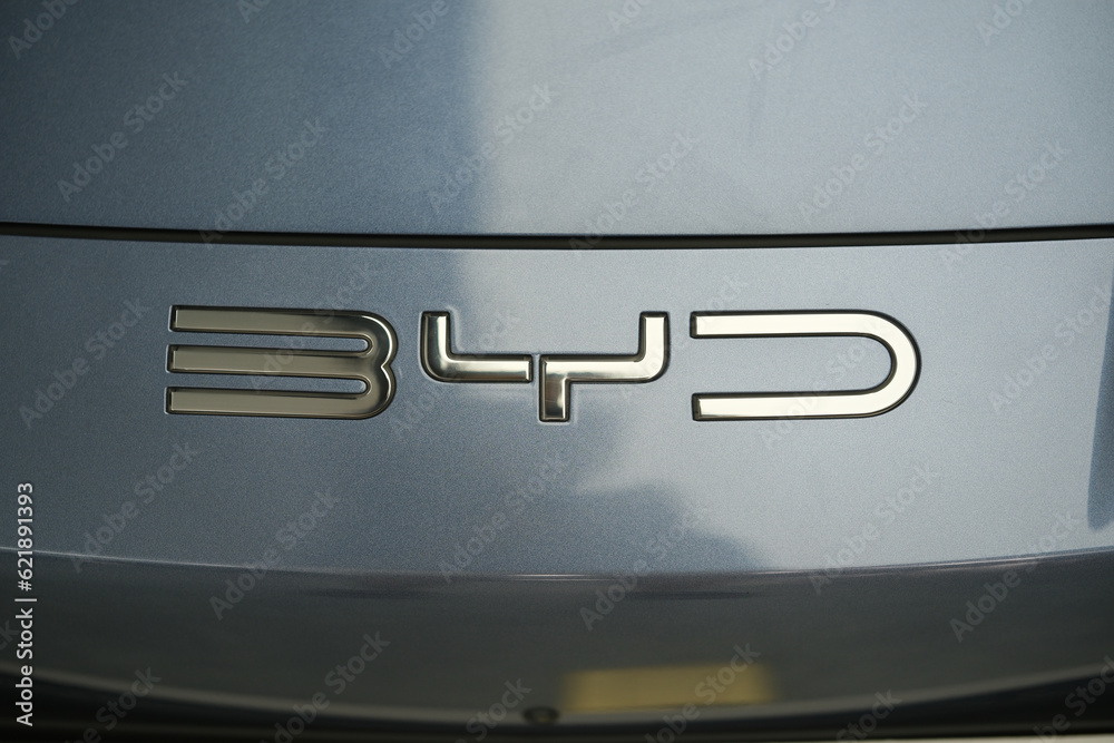 Shanghai,China-July 9th 2023: BYD car logo. Chinese EV brand Stock ...