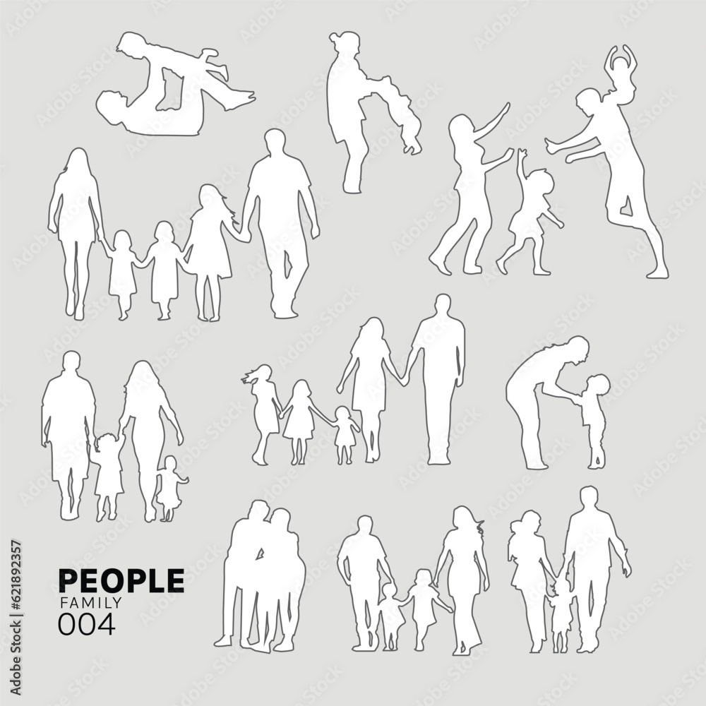 Architectural Drawings people vector illustration, family mom and son ...