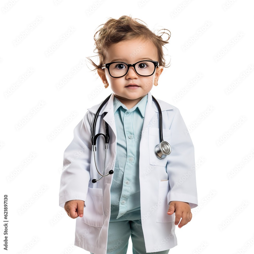 baby toddler boy kid dressed like a doctor on transparent background ...
