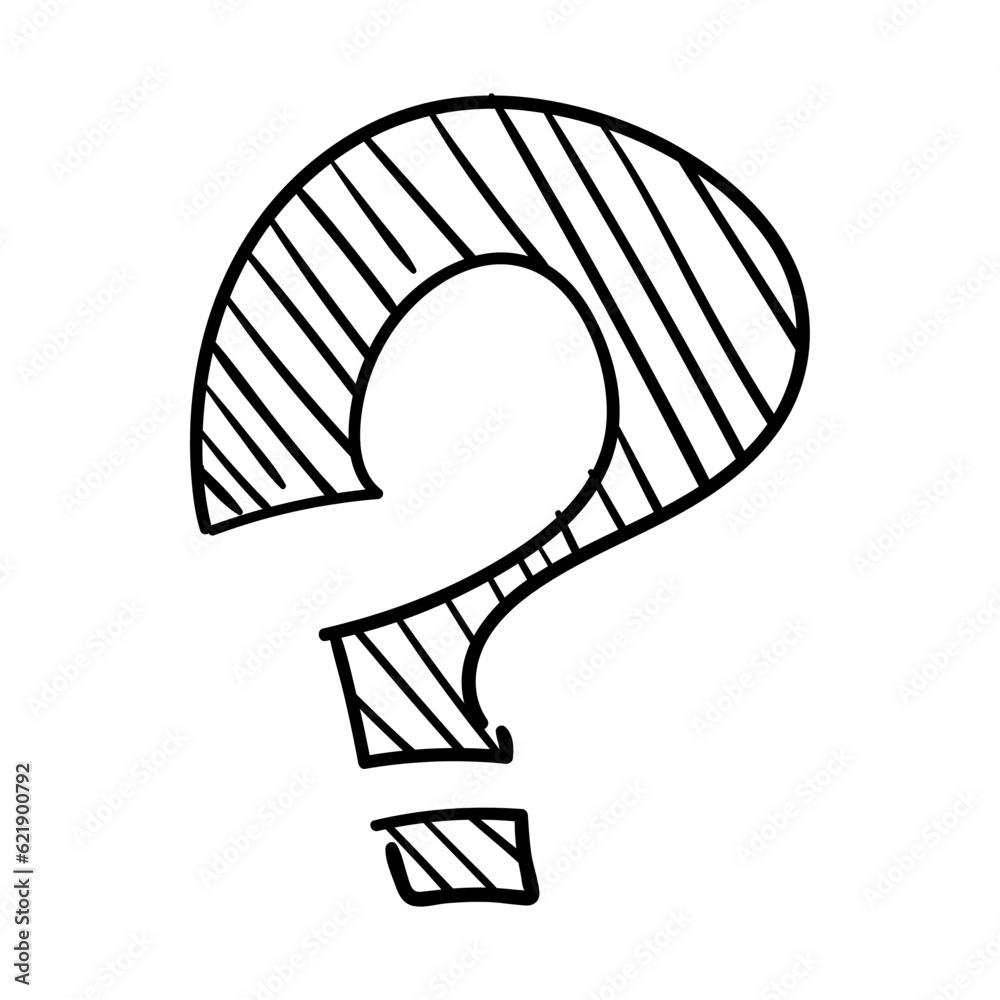 Question mark icon in sketch style. Help symbol. FAQ sign on white ...
