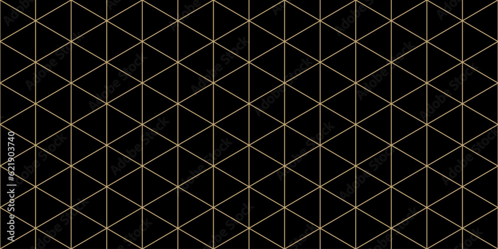 Triangular grid vector seamless pattern. Subtle thin golden lines ...