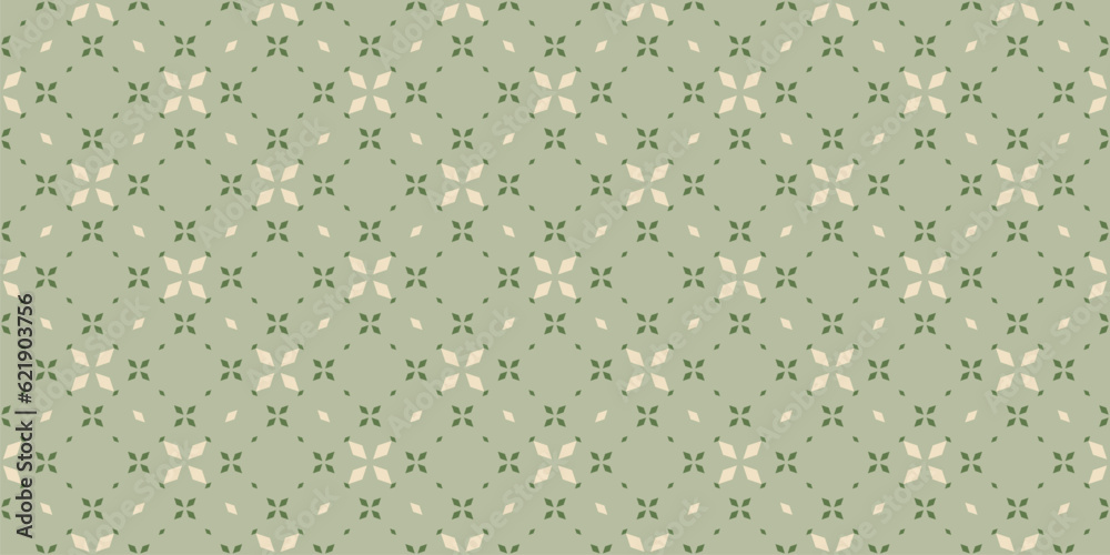 Green floral seamless texture. Vintage geometric pattern with small ...