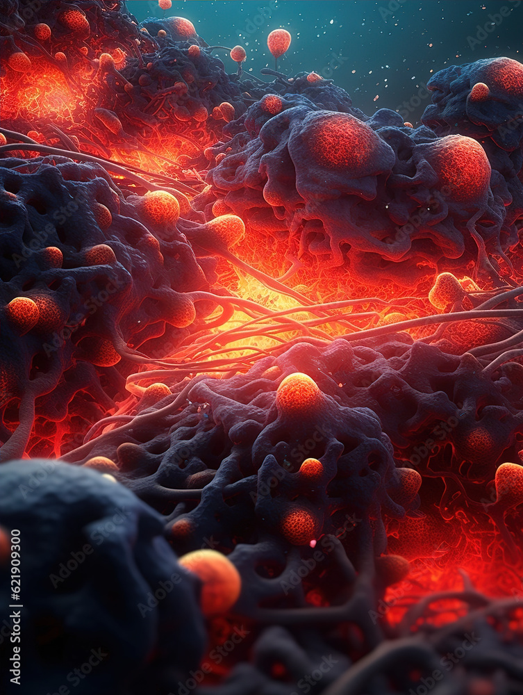 Abstract beautiful background with mushroom spores that germinate from ...