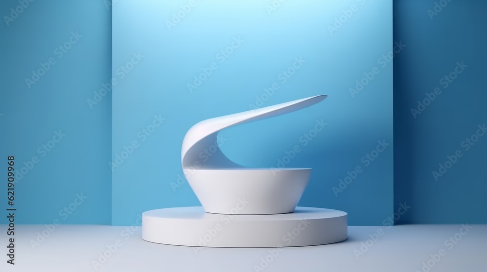 Pedestal sculpture podium with light blue fine texture background for ...