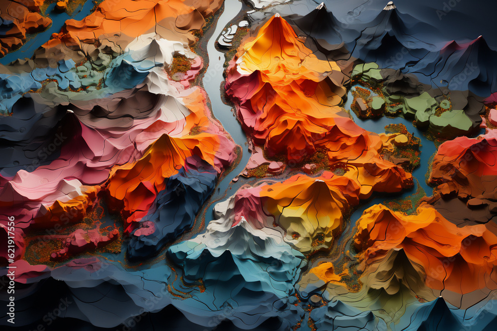 Digital elevation model. GIS product made with generative AI technology ...