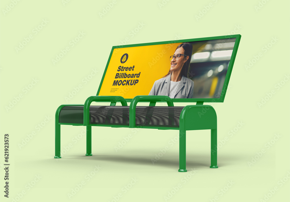 Street Bench Advertising Mockup Stock Template | Adobe Stock