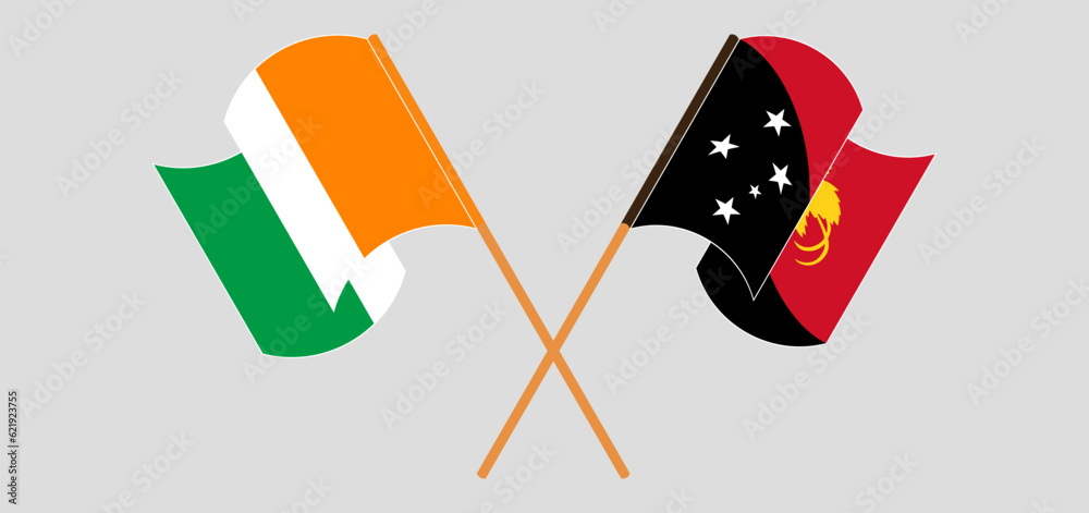 Crossed and waving flags of Ivory Coast and Papua New Guinea Stock Vector | Adobe Stock