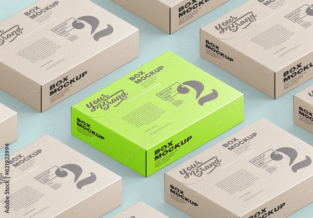 Set of Flat Cardboard Boxes Mockup Stock Template | Adobe Stock